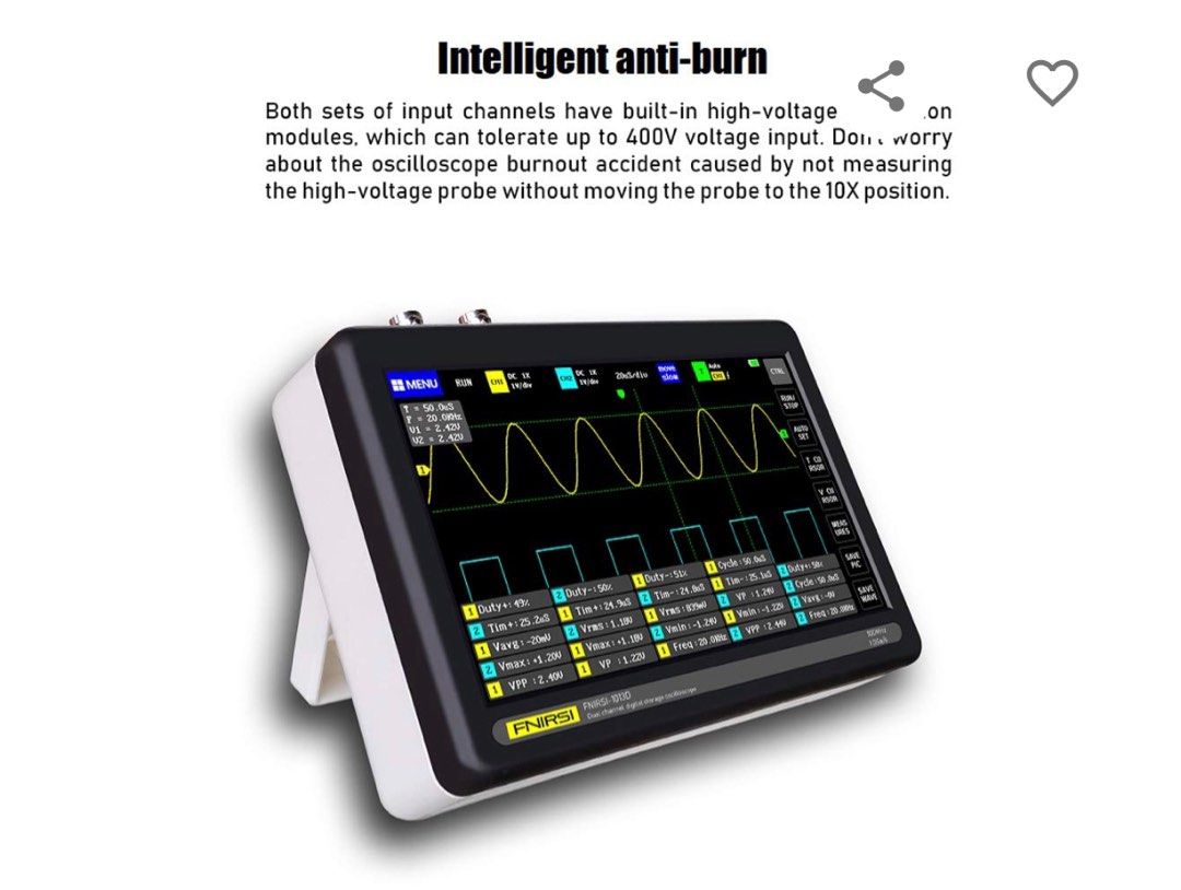 KKmoon ADS1013D Oscilloscope, 7 Inch 800 x 480 Color TFT LCD Touching ...