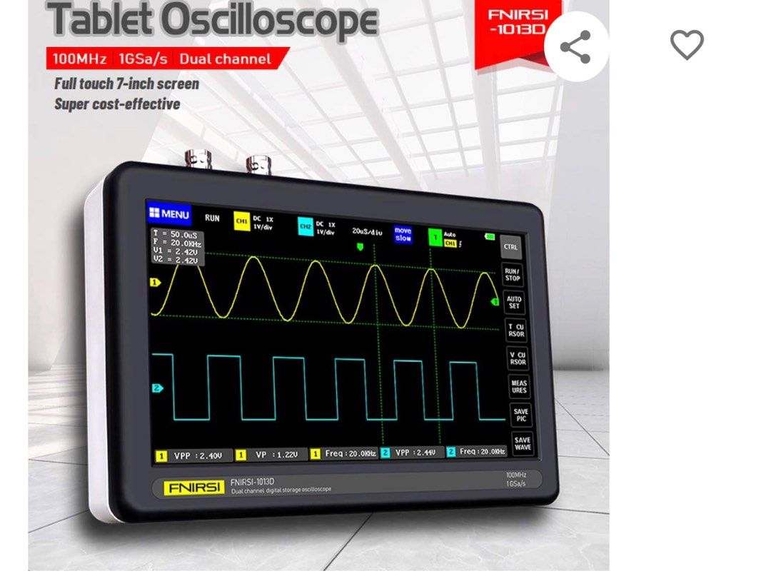 KKmoon ADS1013D Oscilloscope, 7 Inch 800 x 480 Color TFT LCD Touching ...