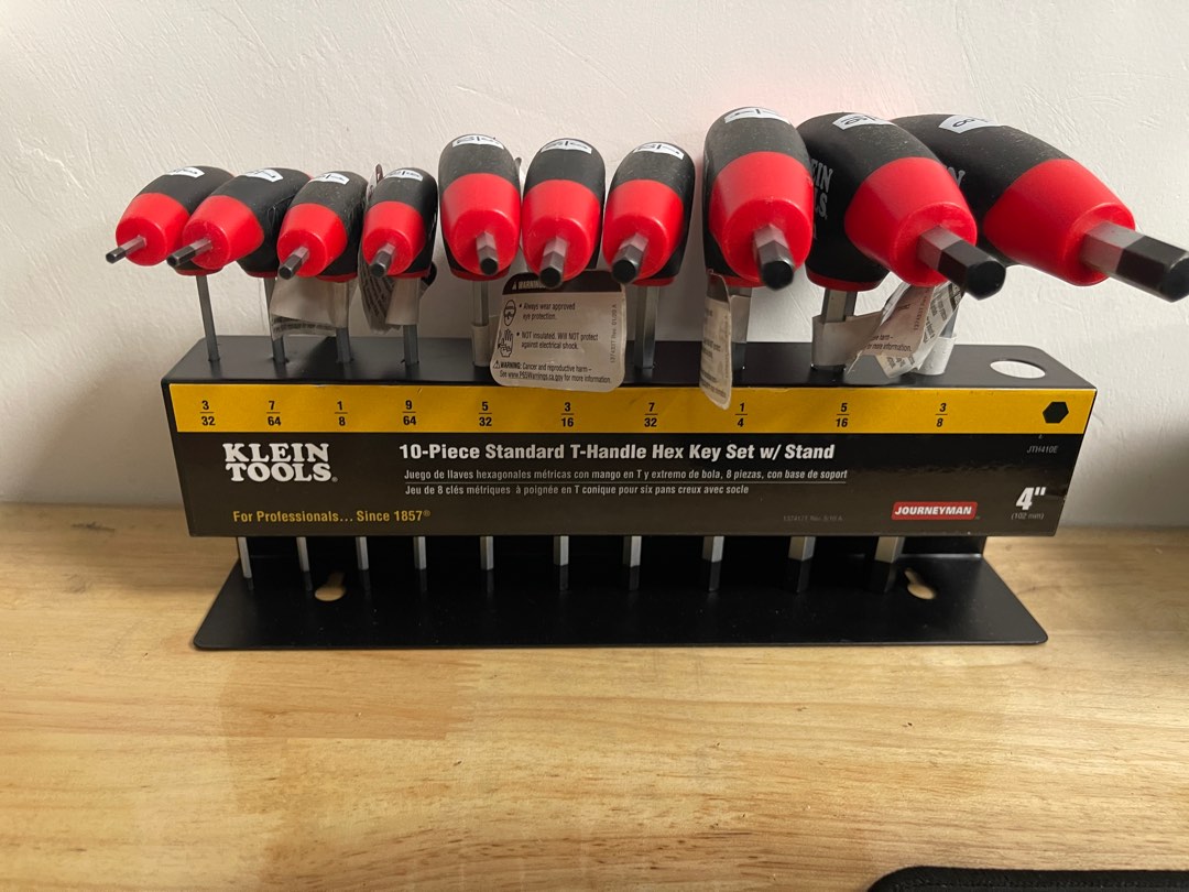 Klein Tools 10-Piece SAE Standard T-Handle Hex Key 4" Inch, 傢俬＆家居, 其他 ...