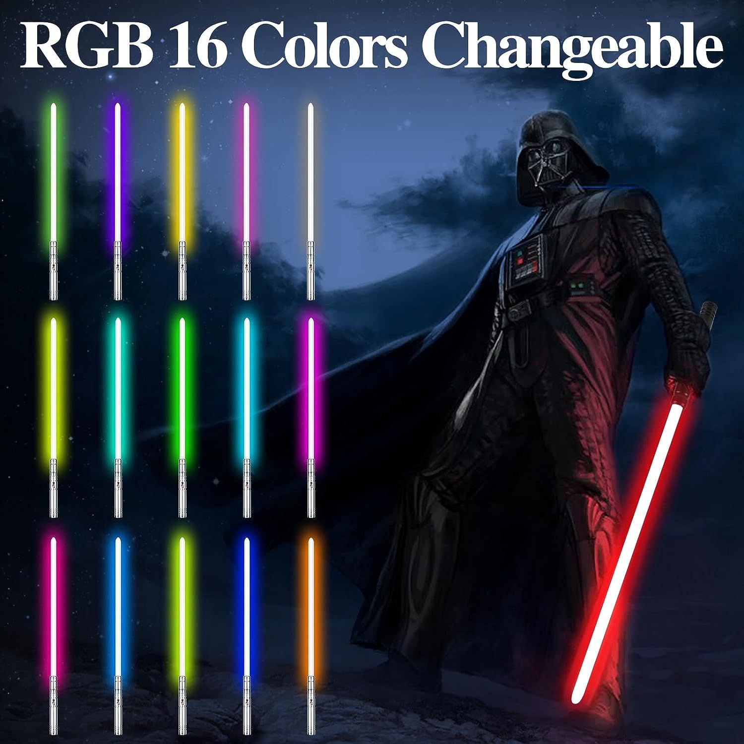 Lightsaber RGB 12 Colors Changeable Dueling Light Sabers - Metal Hilt ...