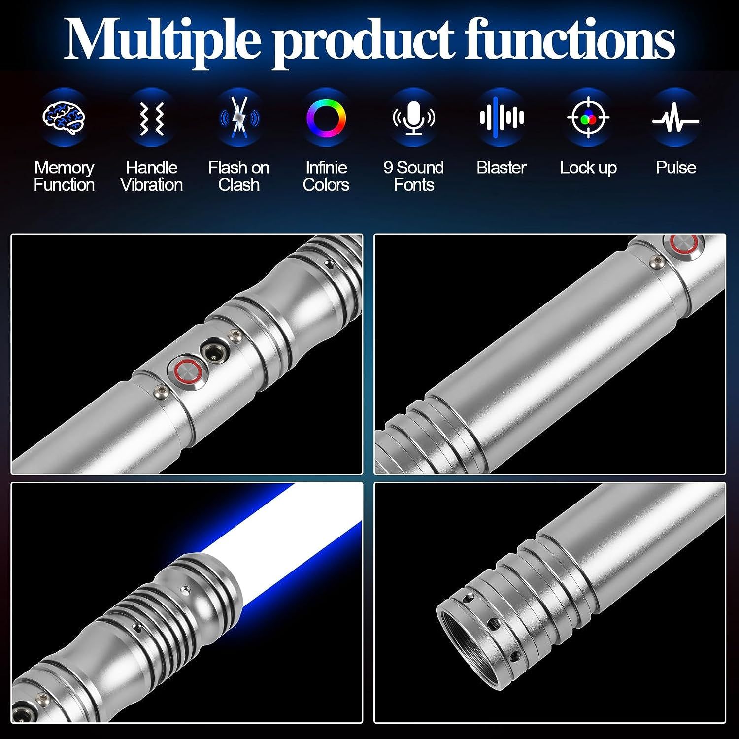 Lightsaber RGB 12 Colors Changeable Dueling Light Sabers - Metal Hilt Black Series Force FX ...