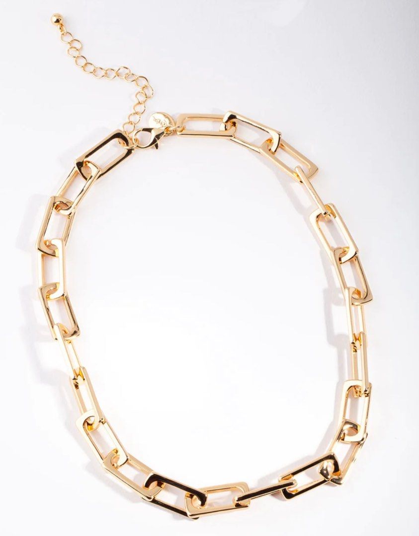 LOVISA (Gold Plated Large Rectangle Link Chain Necklace), Women's Fashion, Jewelry & Organisers ...