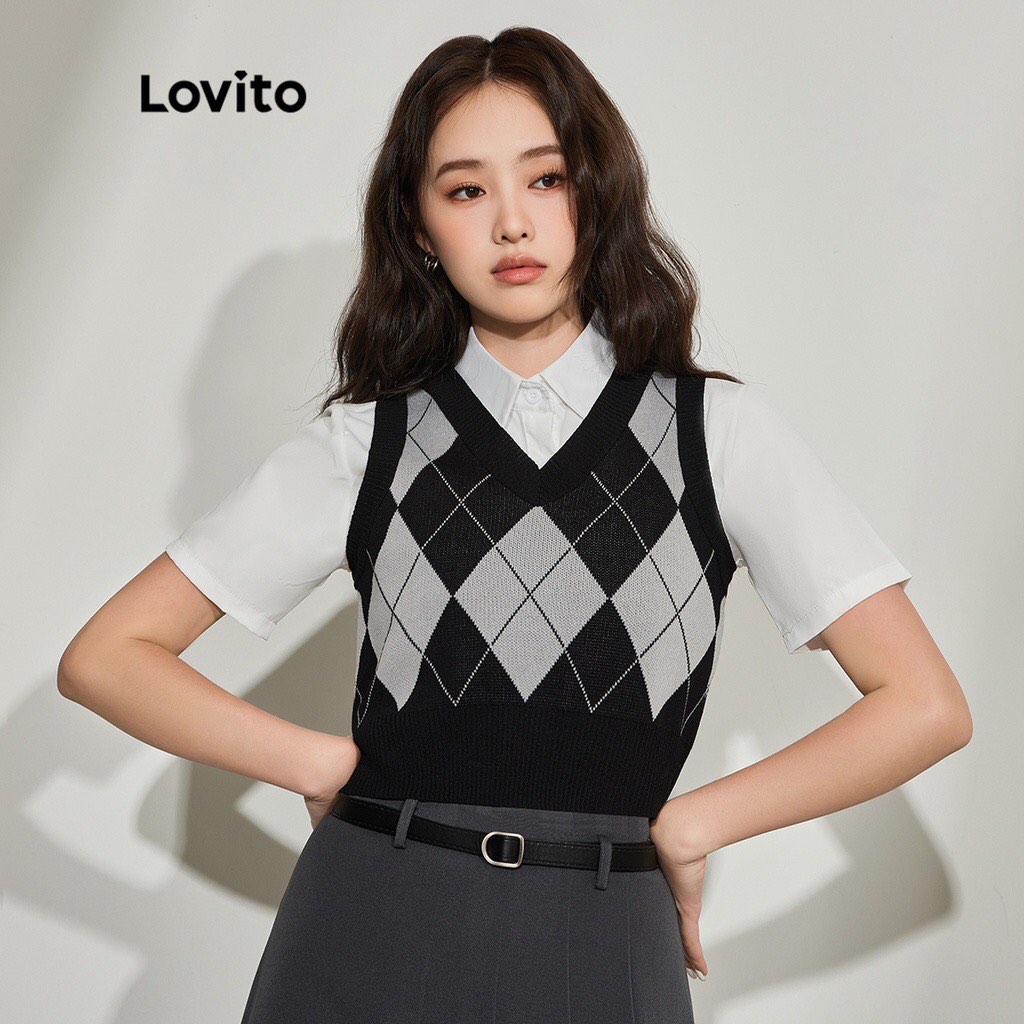 Lovito blue plaid vest, Women's Fashion, Tops, Other Tops on Carousell