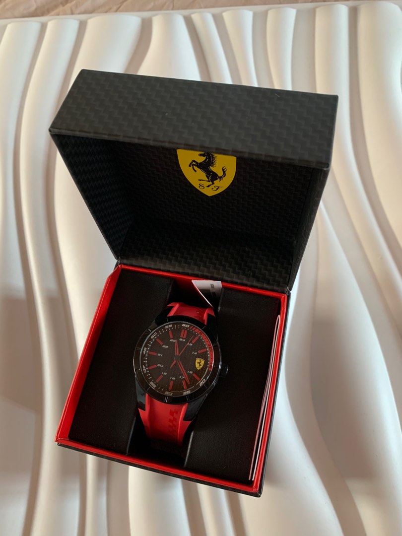 Men's RedRev Black Dial Red Silicone Strap Watch on Carousell