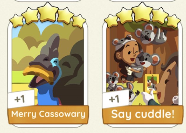 Merry Cassowary & Say Cuddle Monopoly go 5 Star Card, Hobbies & Toys ...