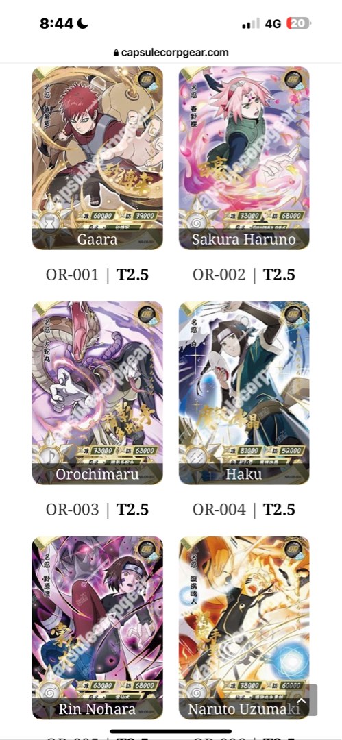 Naruto Kayou Cards - OR Fullset OR-001 sampai OR-106, OR katak included ...