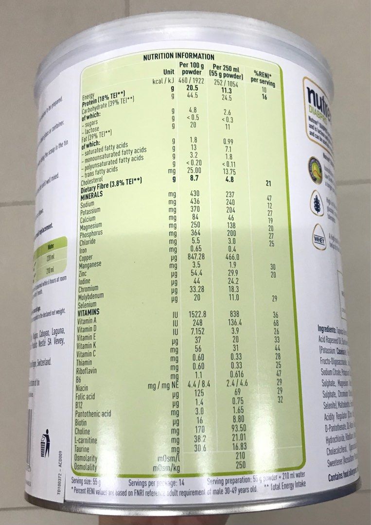 Nestle Nutren Diabpro Powdered Nutritional Formula Vanilla Flavor 800g ...