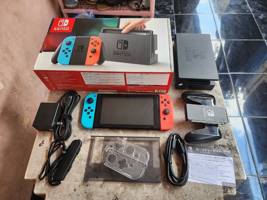Nintendo Switch v1 CFW Atmos Neon Red Blue Fullset 64GB 01, Video Game ...