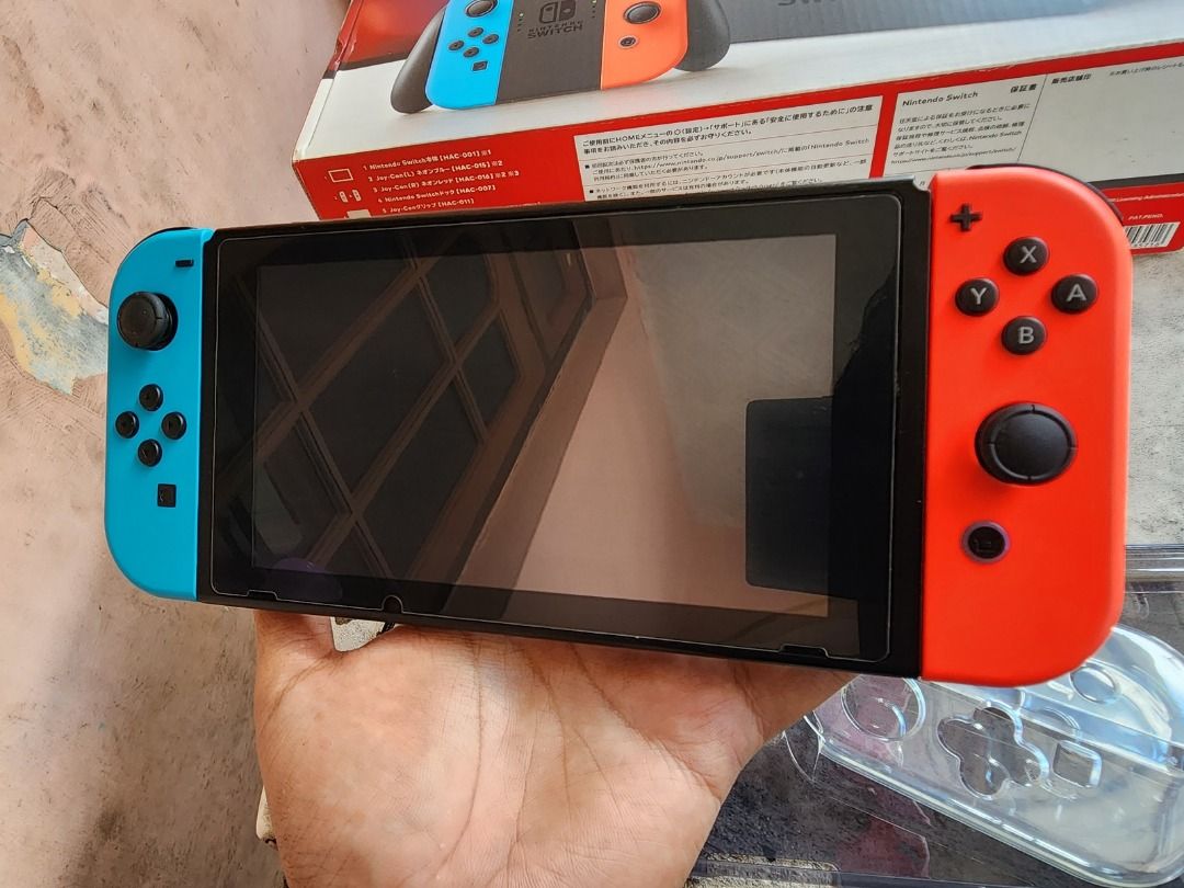 Nintendo Switch v1 CFW Atmos Neon Red Blue Fullset 64GB 01 on Carousell