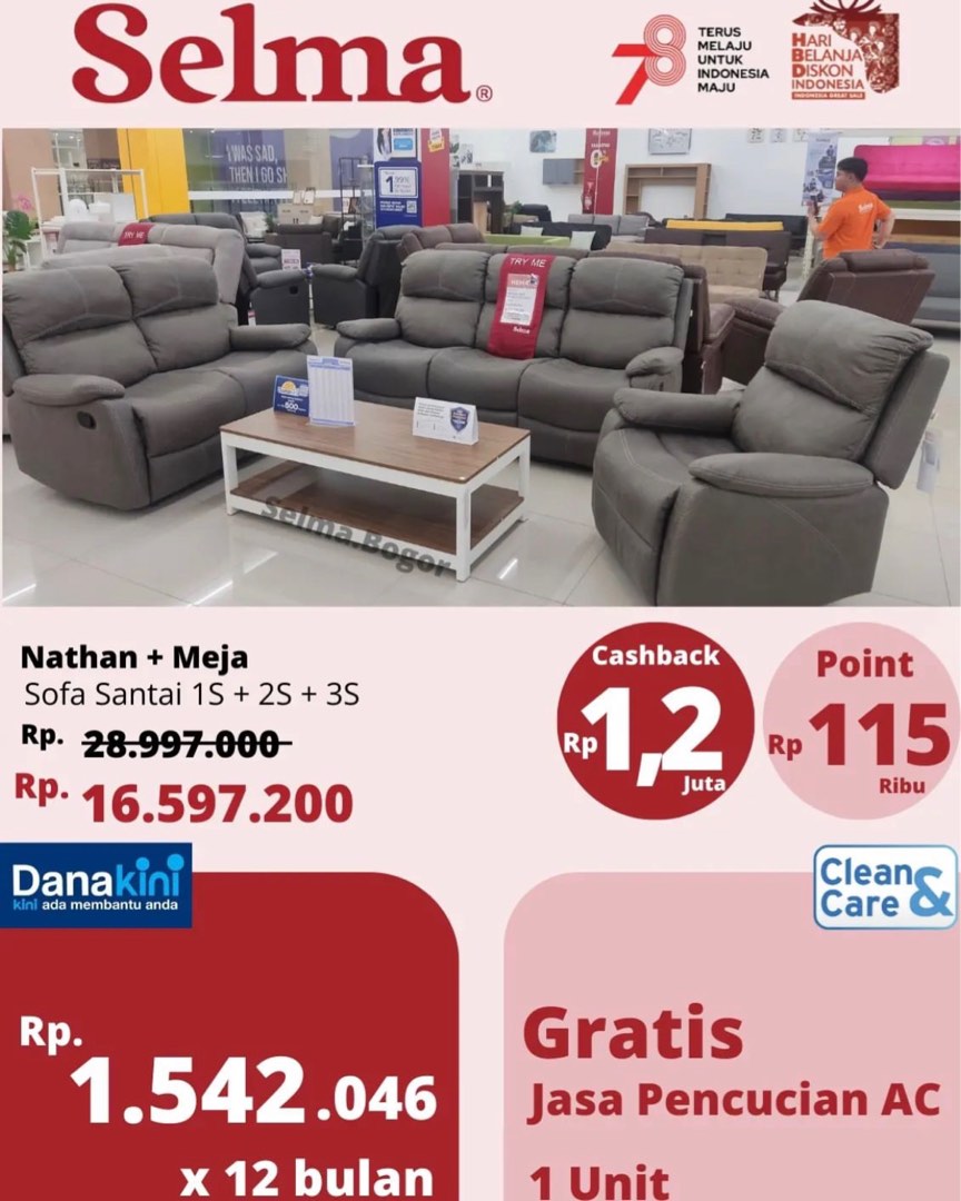 Obral sofa set bahan kain bisa cicilan, Perabotan Rumah di Carousell