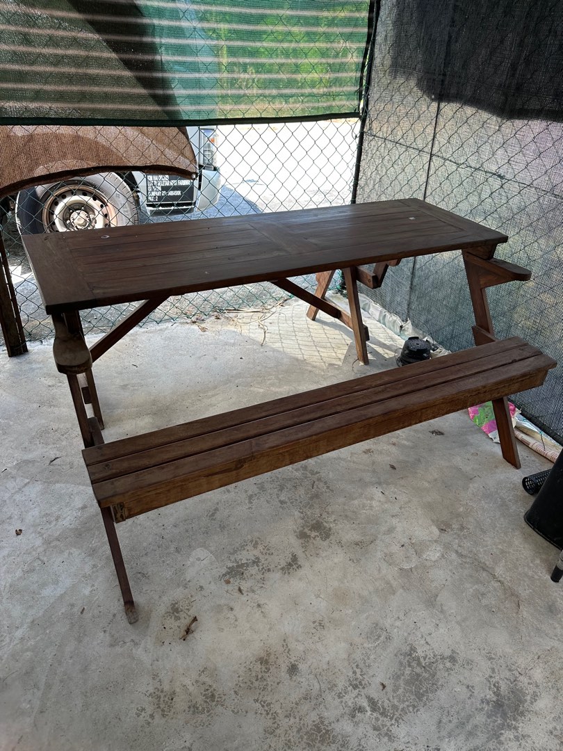 Outdoor bench table, Furniture & Home Living, Outdoor Furniture on ...