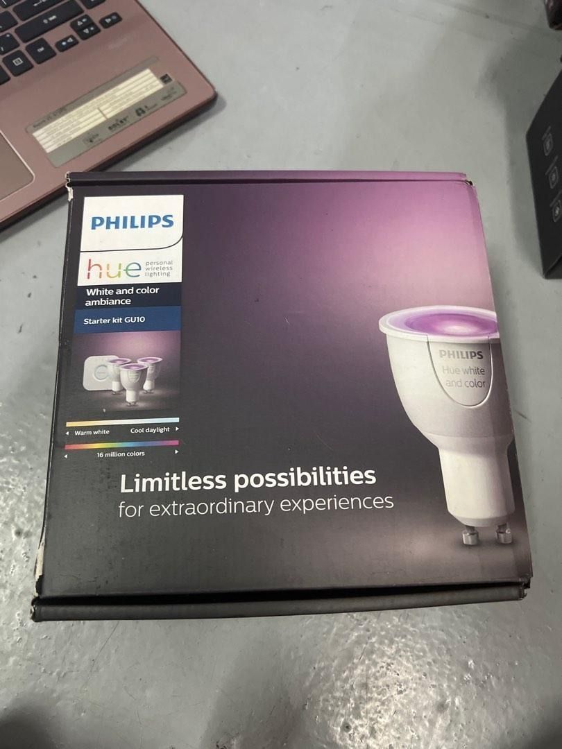Philips Hue White and Colour Ambiance Starter Kit GU10 Bulb, Furniture ...