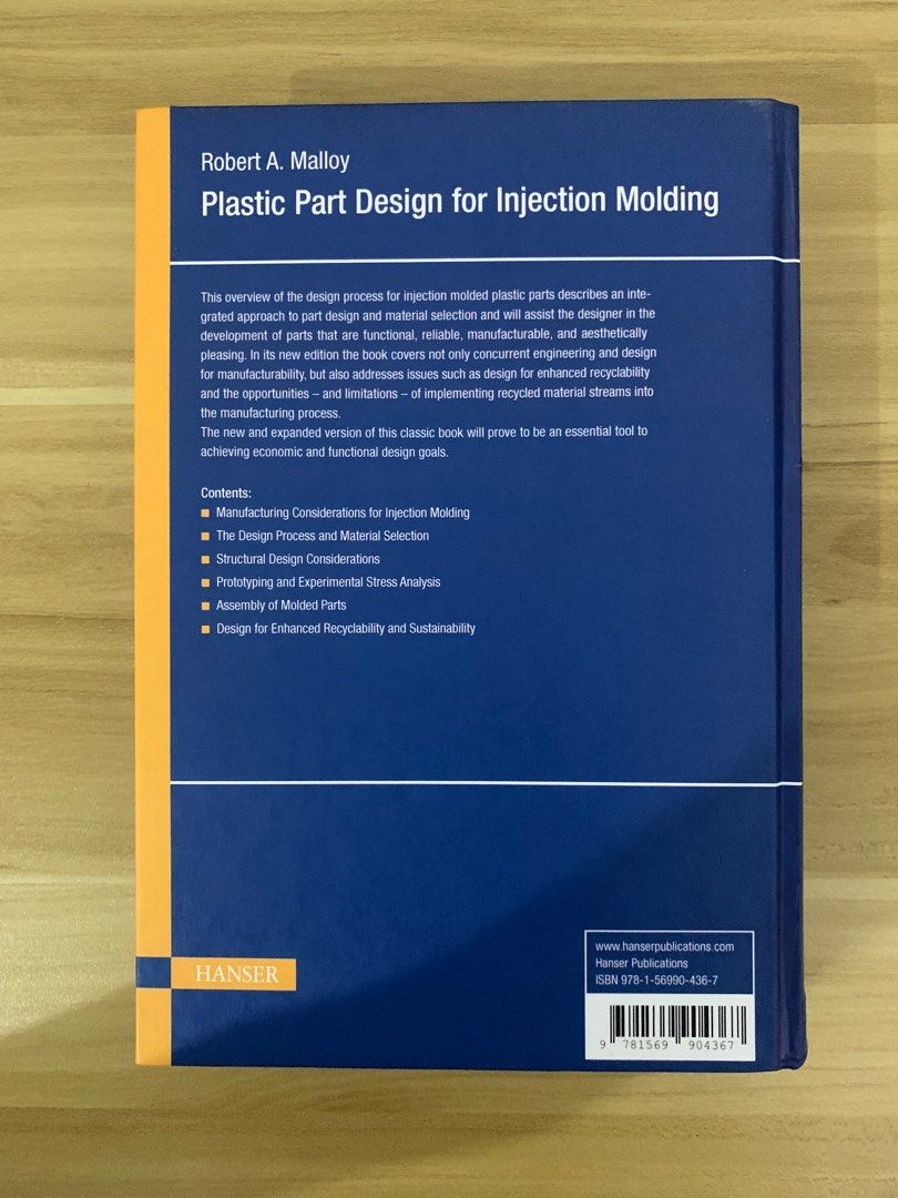 Plastic Part Design For Injection Molding (Rob Malloy) on Carousell