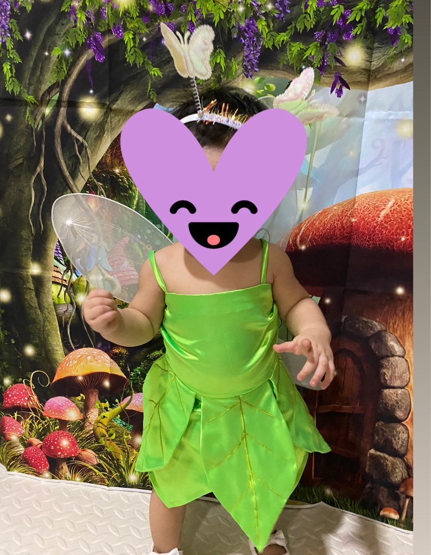 Preloved Thinker Bell costume for baby and backdrop, Babies & Kids, Babies & Kids Fashion on ...