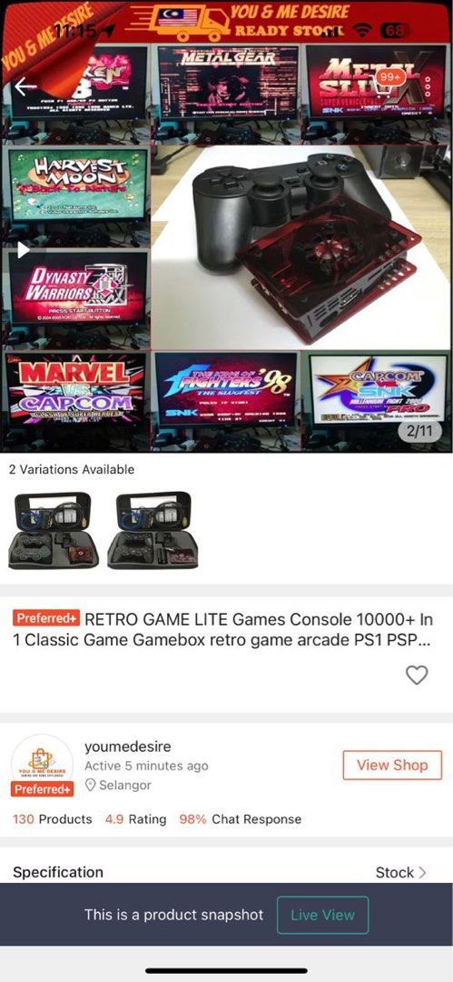 Retro Lite Game Console With 2 controller, Video Gaming, Video Games ...