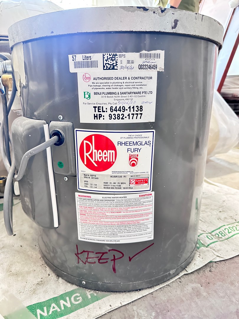 Rheem Storage Tank Heater 57L 65SVP15S, TV & Home Appliances, Water ...