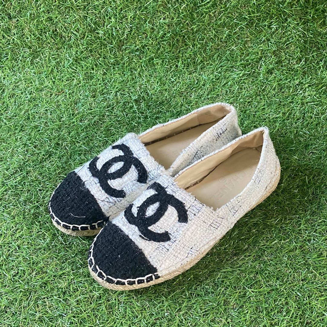 Sepatu Chanel Tweed Espardrilles Bekas Pakai Sepatu Bekas Pakai, Fesyen ...