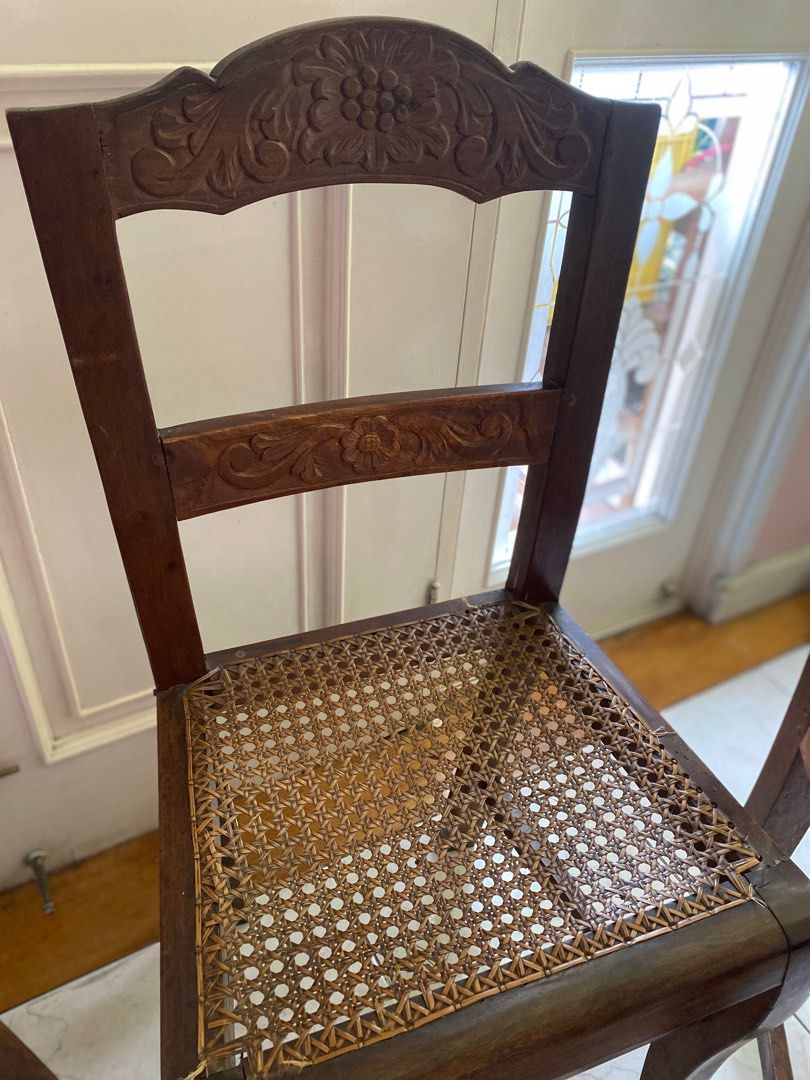Set of 4 Wooden solihiya dining chairs on Carousell