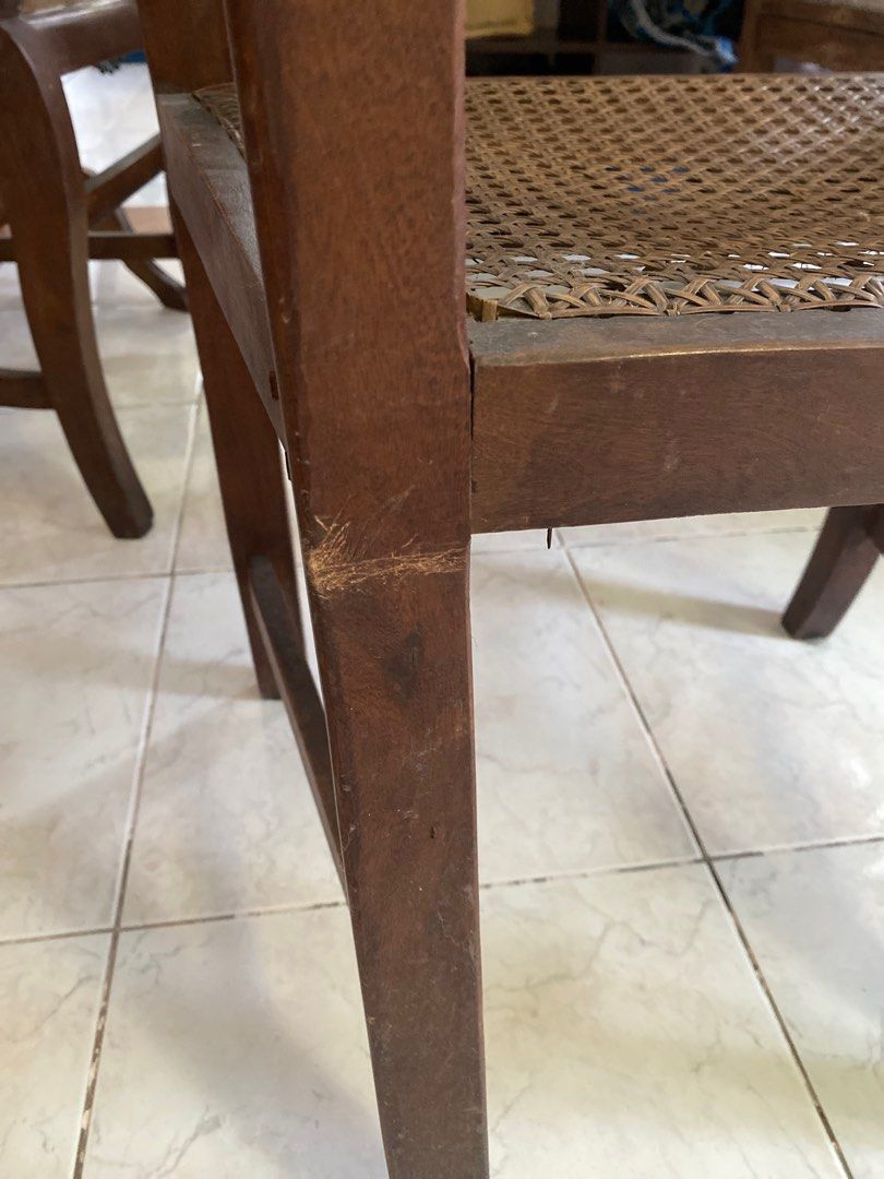 Set of 4 Wooden solihiya dining chairs on Carousell