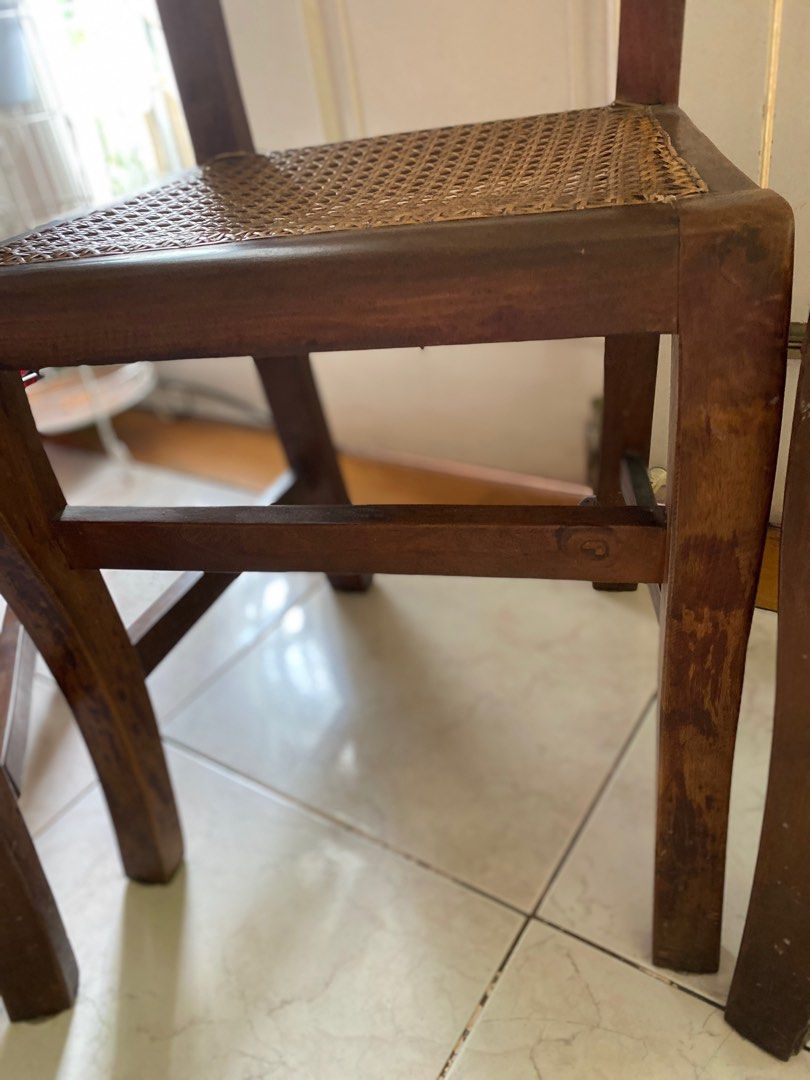 Set of 4 Wooden solihiya dining chairs on Carousell