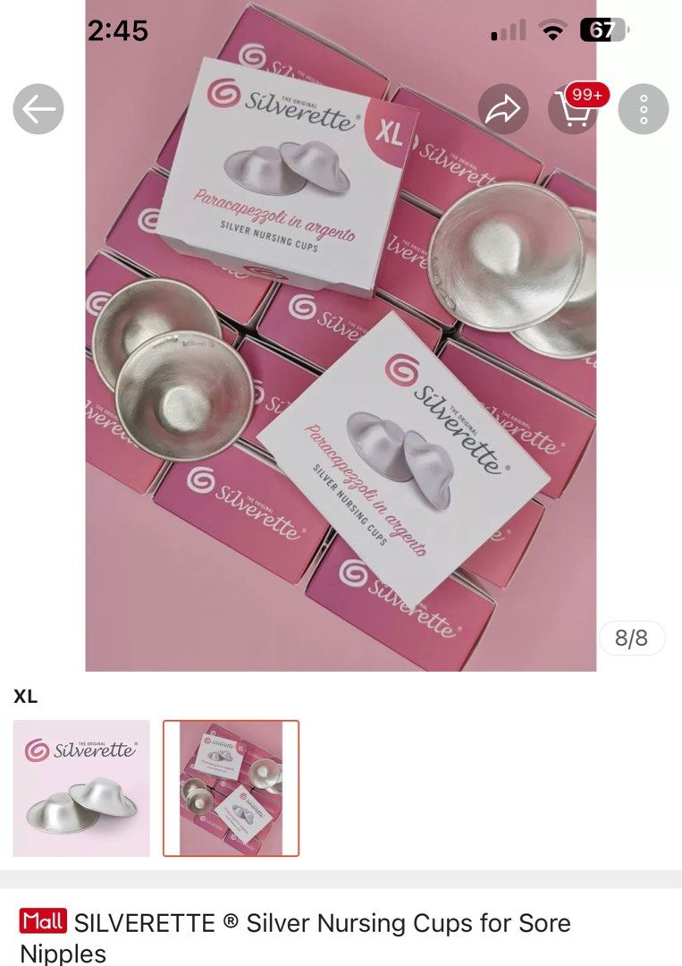 Silverette Silver Nursing Cups (the original), Babies & Kids, Maternity ...
