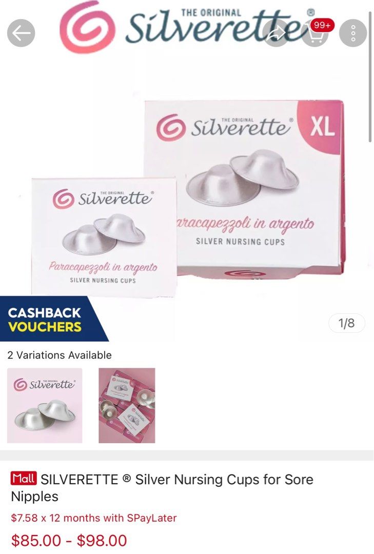 Silverette Silver Nursing Cups (the original), Babies & Kids, Maternity ...
