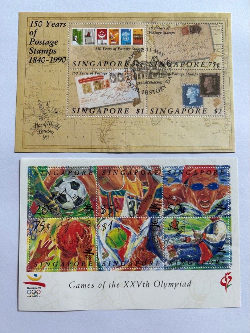 Singapore stamps 1990 postage stamps MS & 1992 olympiad MS CTO, Hobbies & Toys, Memorabilia ...