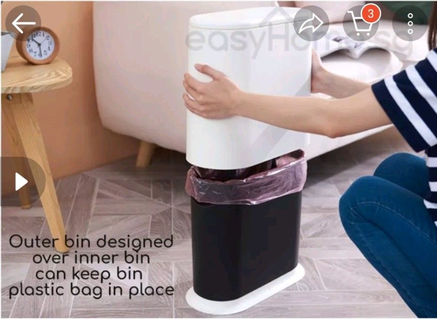Small white waste bin with lid, Furniture & Home Living, Cleaning ...