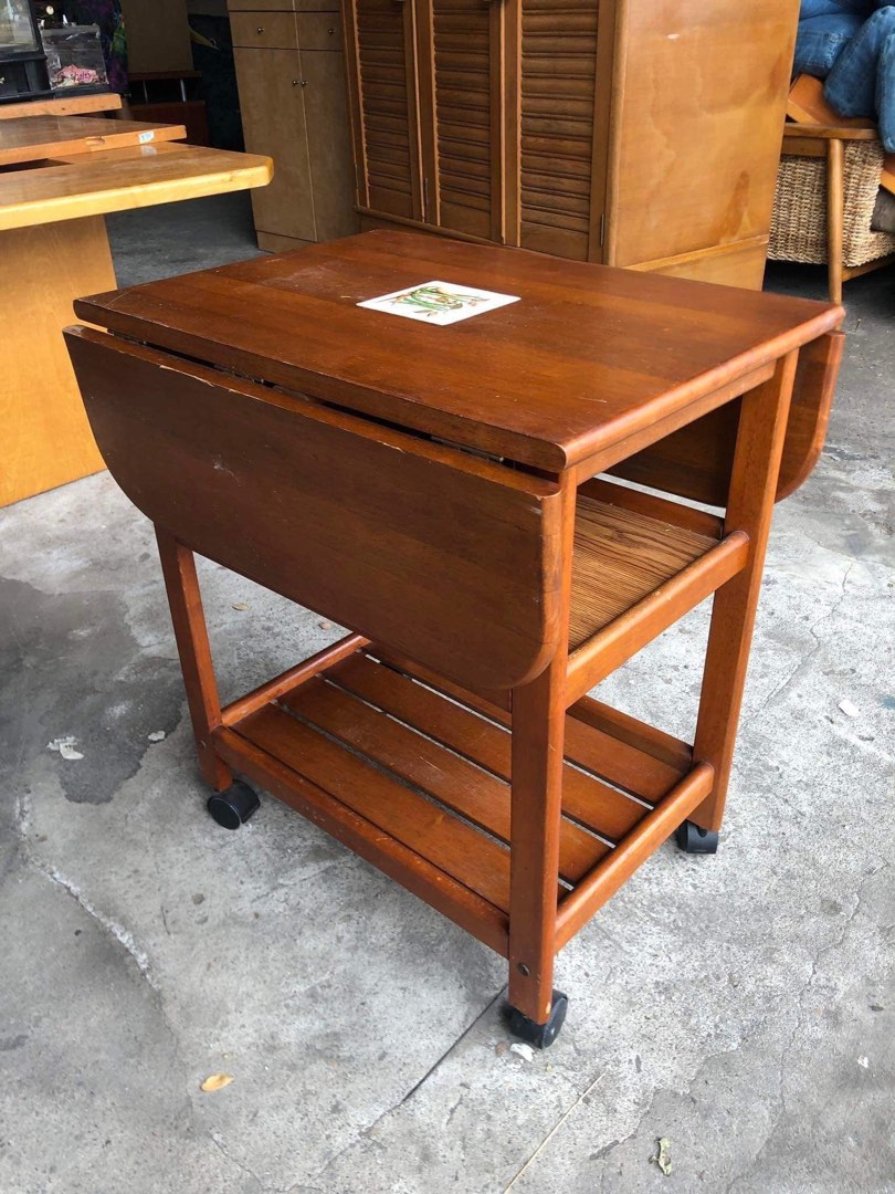 Solid wood mobile folding table/service trolley 24to33L x 17W x 27H ...