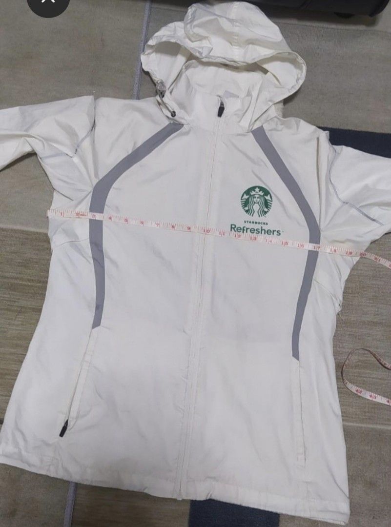 Starbucks Off white Jacket Raincoat Windbreaker on Carousell
