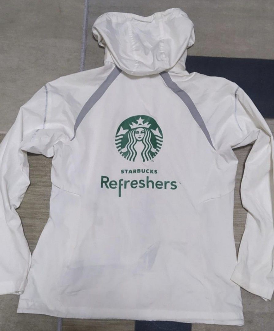 Starbucks Off white Jacket Raincoat Windbreaker on Carousell