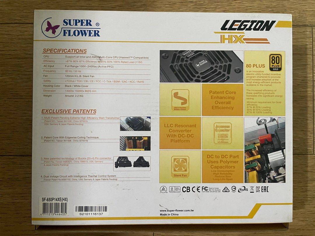 Superflower Gold Legion HX 650W power supply psu, Computers & Tech ...