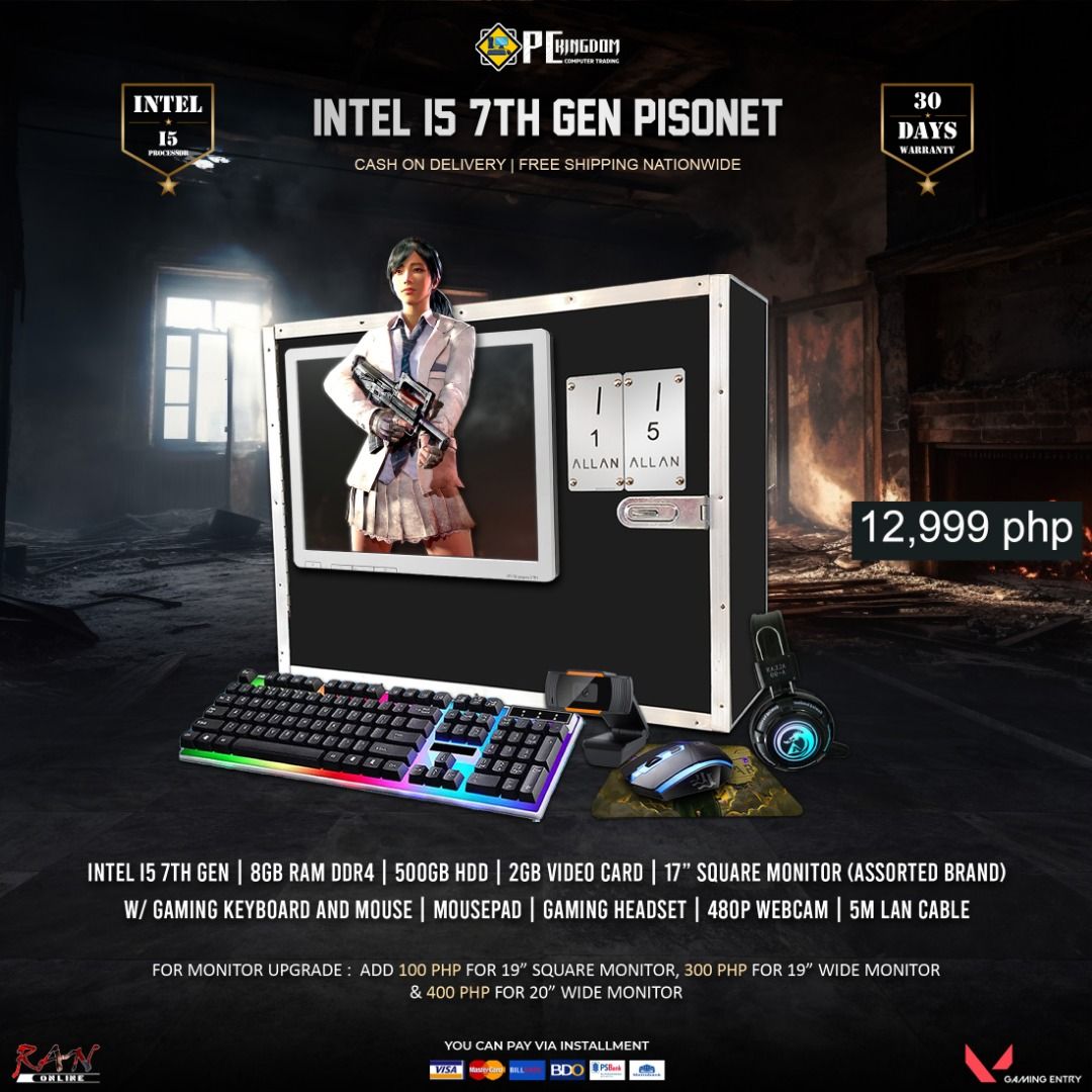Tabletop pisonet Intel Core i5 7th gen 8GB RAM 500gb HDD 2gb videocard ...