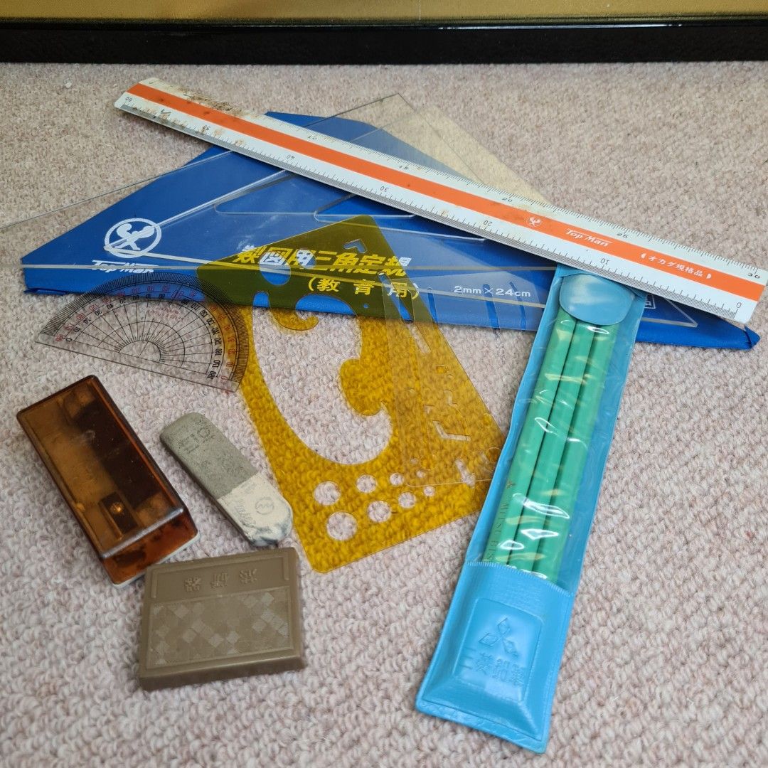 TOPMAN TECHNICAL DRAWING KIT MIKI JAPAN (TRIANGLE, COMPASS, PENCILS ...