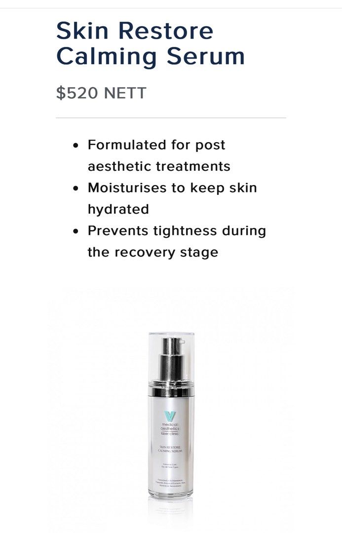 V Aesthetics Skin Restore Calming Serum, Beauty & Personal Care, Face ...