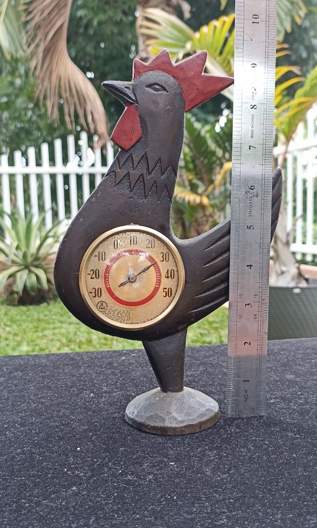 Vintage Rooster Desk Thermometer on Carousell