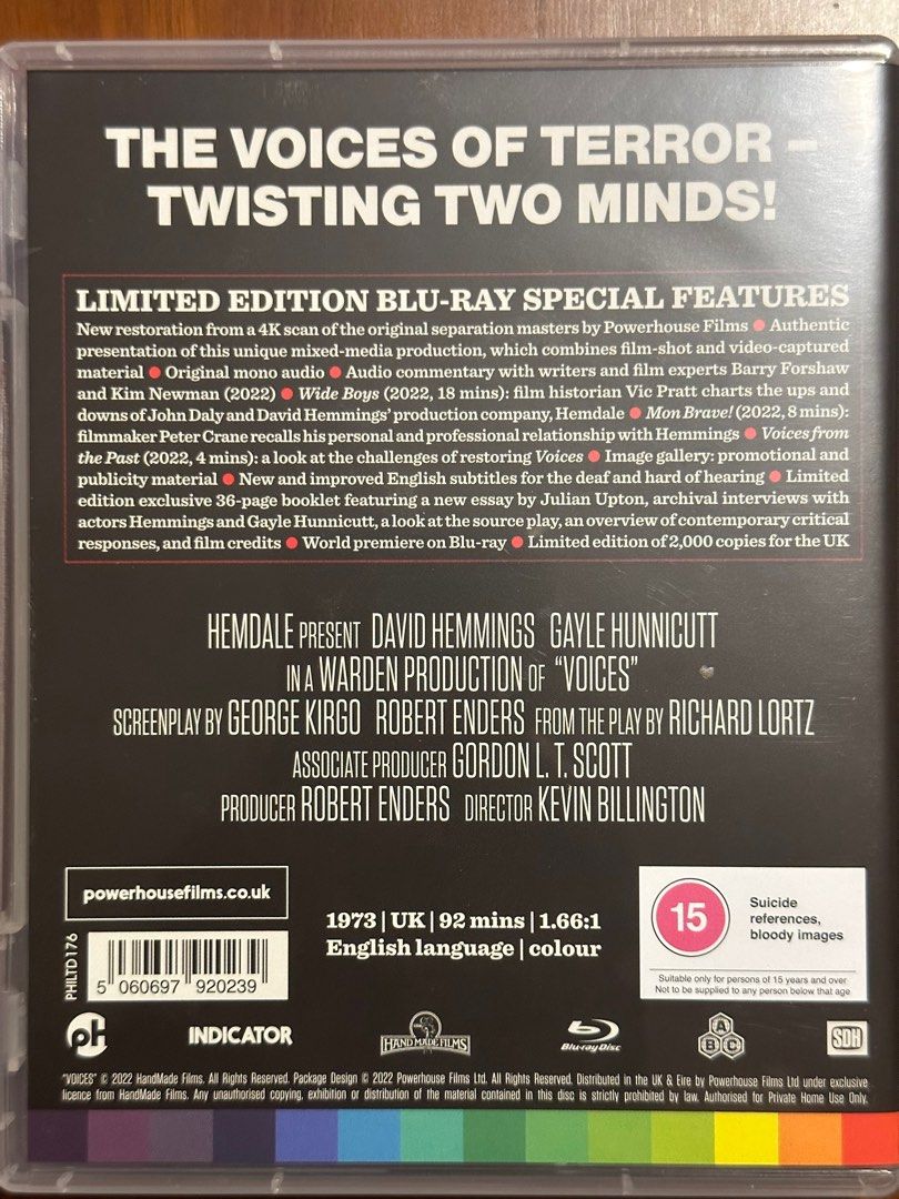 Voices Limited Edition Blu-ray (Indicator Powerhouse), Hobbies & Toys ...