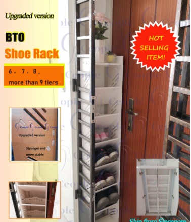 White BTO Shoe rack/HDB between gate and door shoe rack/DIY shoe rack ...