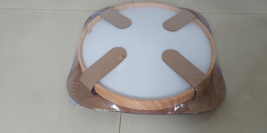 LED Ceiling light Wooden Frame with remote control daylight warm white ...