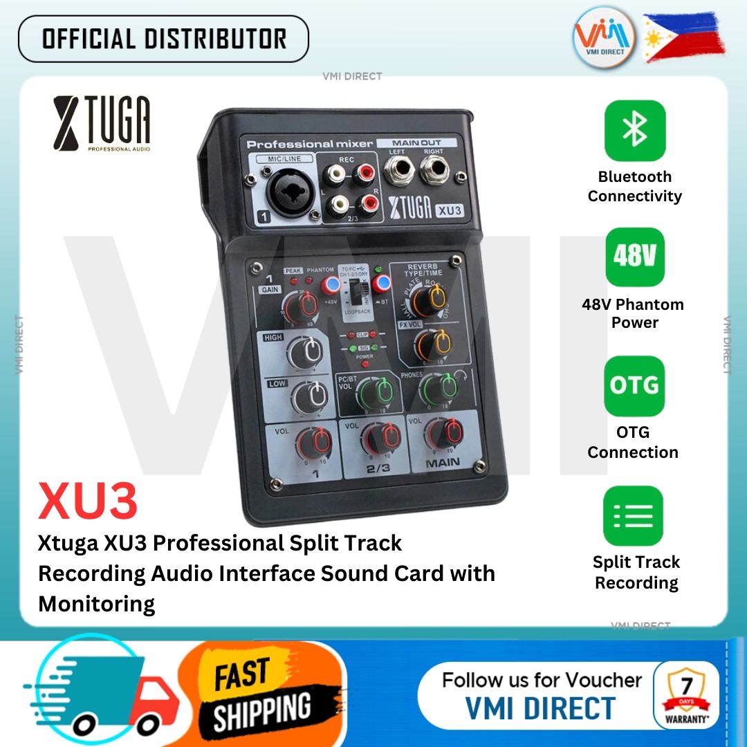 XTUGA XU3 Professional Split Track Recording Audio Interface Sound Card ...