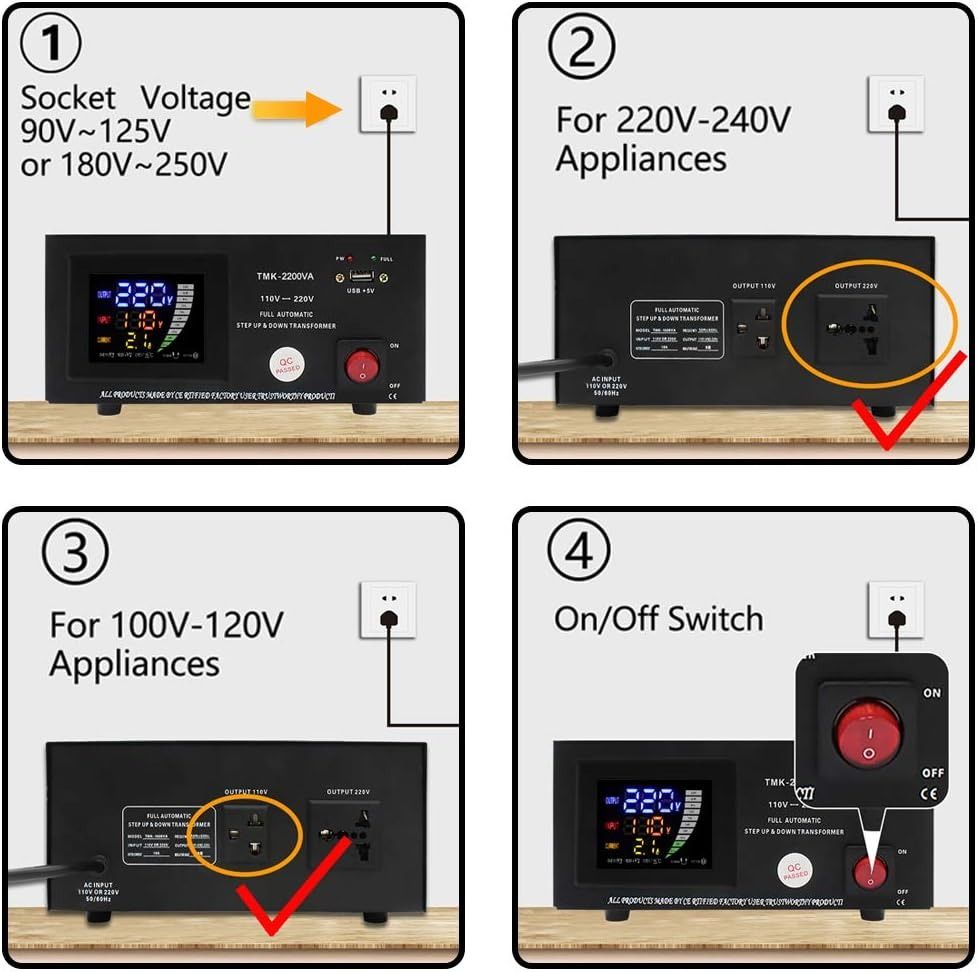 Yinleader Voltage Converter Transformer(220V to 110V, 110V to 220V) Step Up/Down Transformer ...