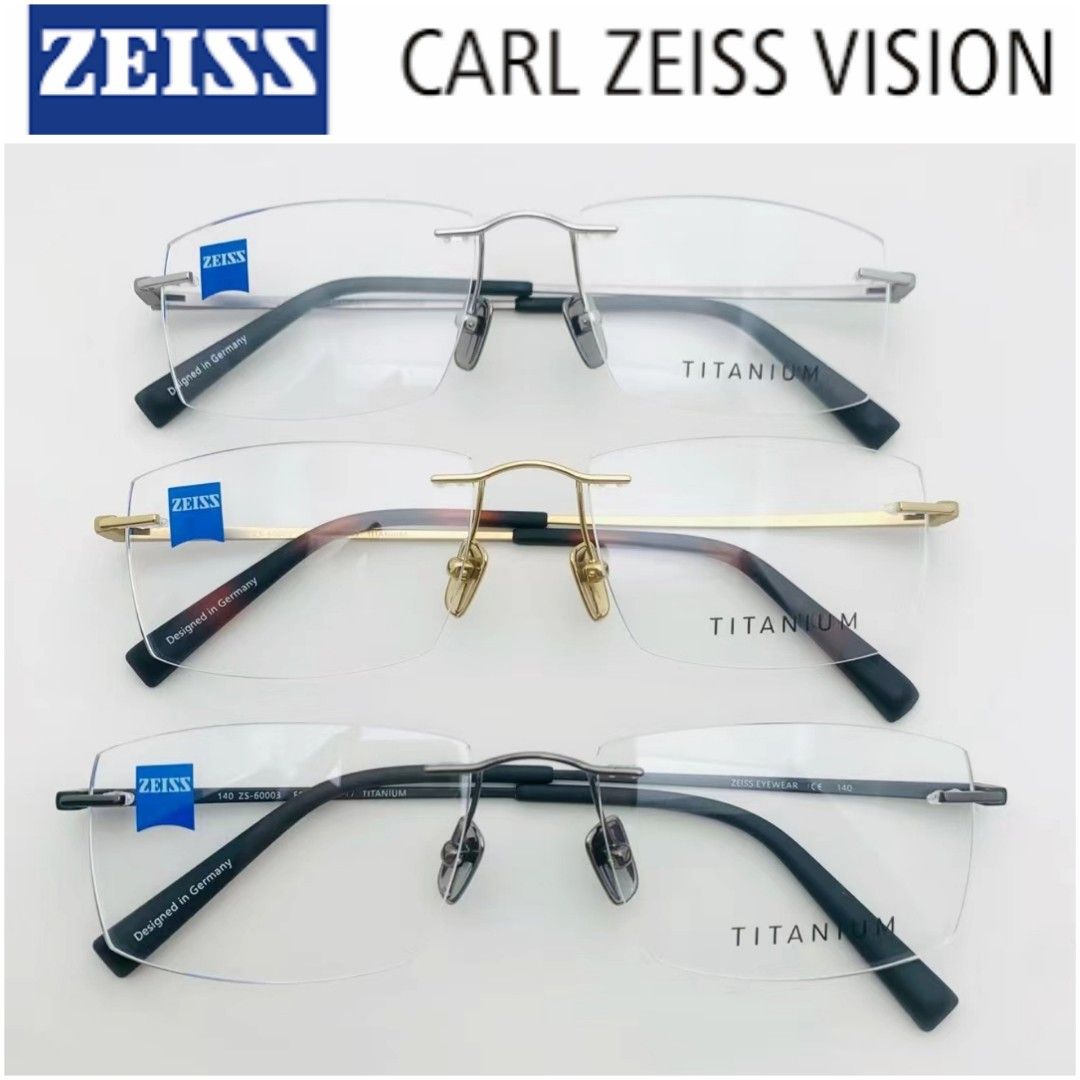 Zeiss titanium rimless half frame spectacles, Men's Fashion, Watches ...