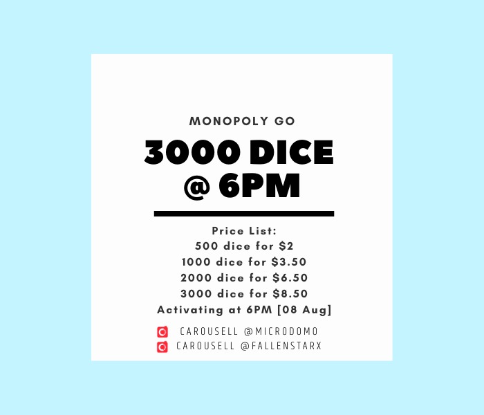 [08 Aug 6PM] Monopoly Go Dice, Video Gaming, Gaming Accessories, In ...