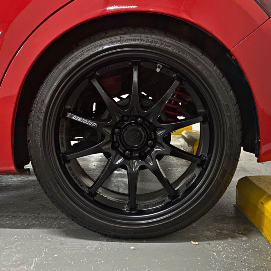 17" Rays Volk Racing 4x100 Rim with tyre, Car Accessories, Tyres & Rims ...