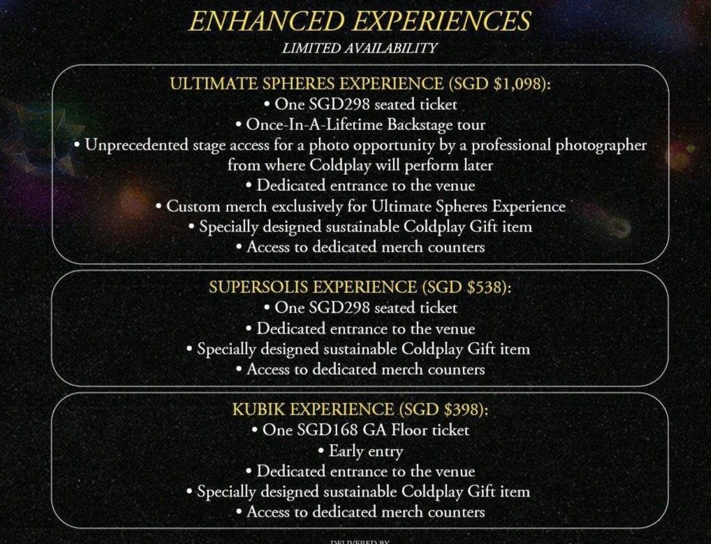 KUBIK Experience Coldplay 30 Jan x2, Tickets & Vouchers, Event Tickets ...