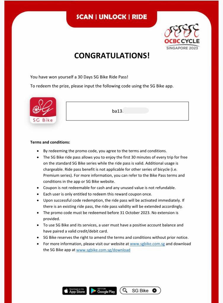 SG Bike 30 Days Ride Pass, Tickets & Vouchers, Store Credits on Carousell