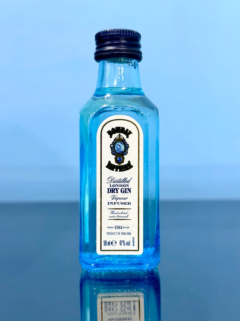 [ 47% ] BOMBAY SAPPHIRE Gin @ Miniature Mini Small Bottle, Alcohol Liquor London Dry Martini ...