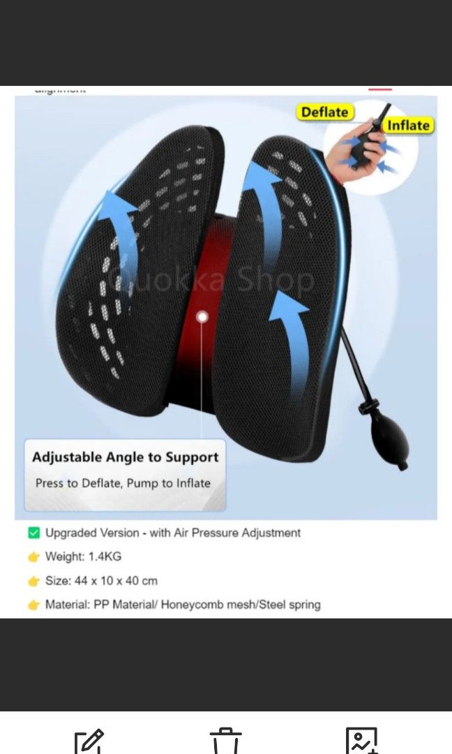 Adjustable Lumbar spinal back pad support cushion, ergonomic seat ...