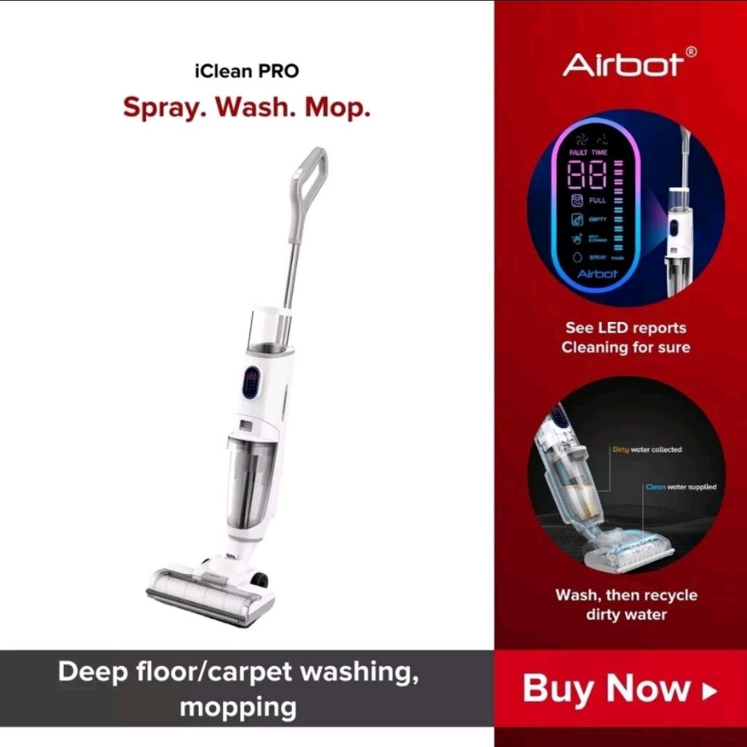 Airbot iClean Pro Wet Dry Cordless Vacuum Cleaner, TV & Home Appliances ...