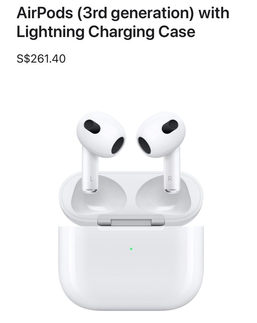 AirPods (3rd gen) with Lightning Charging Case, Audio, Earphones on ...
